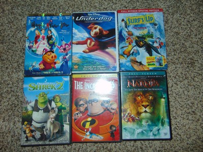 6 Incredibles/Narnia/Shrek 2/Surf's Up/Underdog/Happily After DVD Movie ...