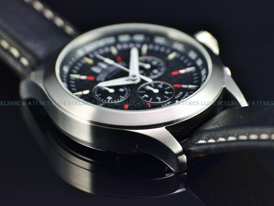 NOS Field & Stream Men's Lumi Tech Swiss Quartz Chrono Black Dial SS ...