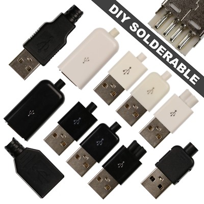 DIY Solderable USB Type A Connectors - 4 Pin Male & Female Connectors ...