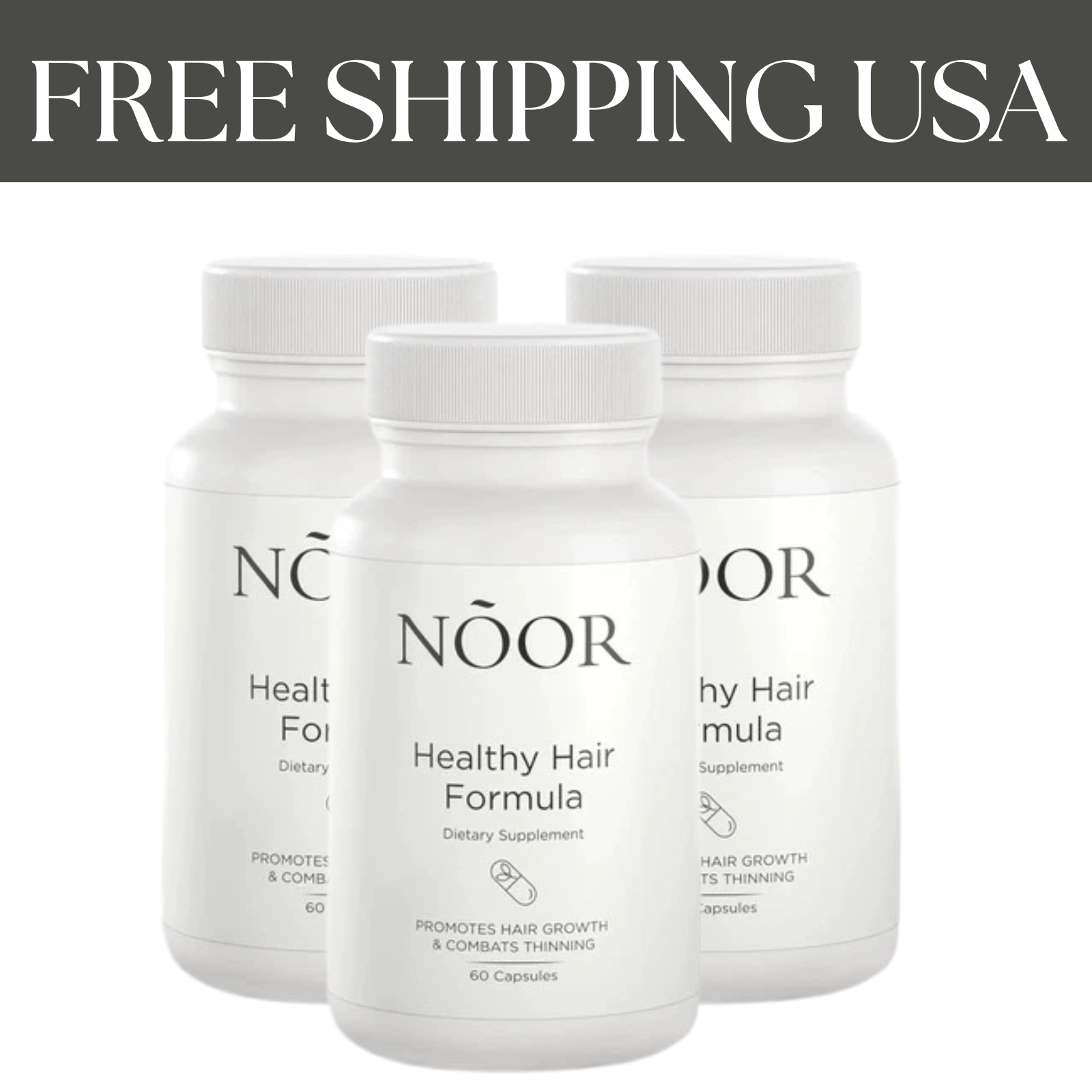 3 Pack NOOR HAIR Healthy Hair Formula,Hair Growth Suplement Supportig ...