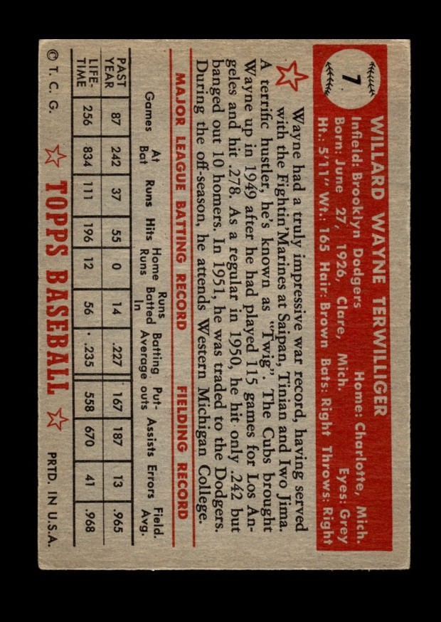 1952 Topps Set-Break # 7 Wayne Terwilliger VG-VGEX *GMCARDS* | eBay
