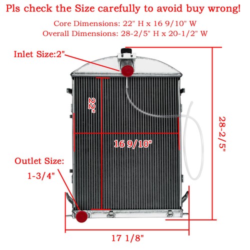 3 Row Aluminum Radiator fit 1930,1931 Ford Model AA Double A Heavy Duty ...