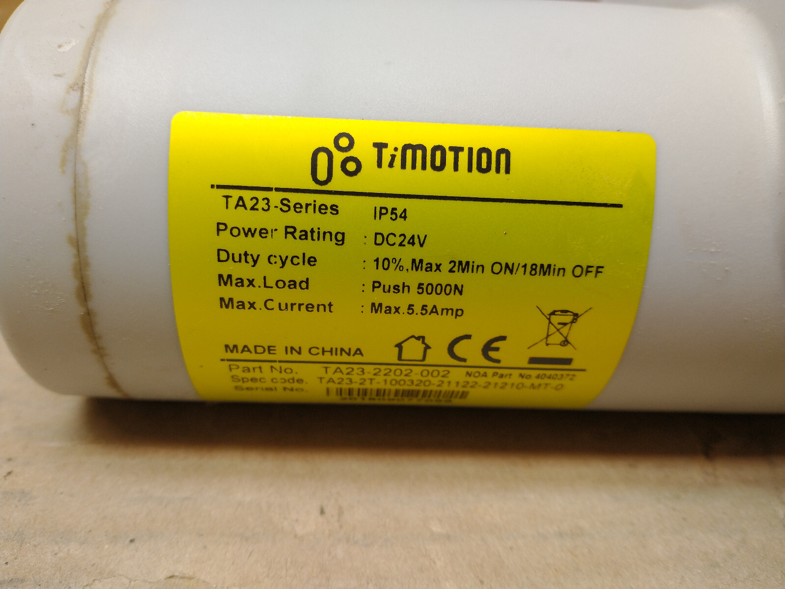 TiMotion Hi-Lo hospital bed linear actuator IP54, TA23-2202-002, 3.5" extension | eBay
