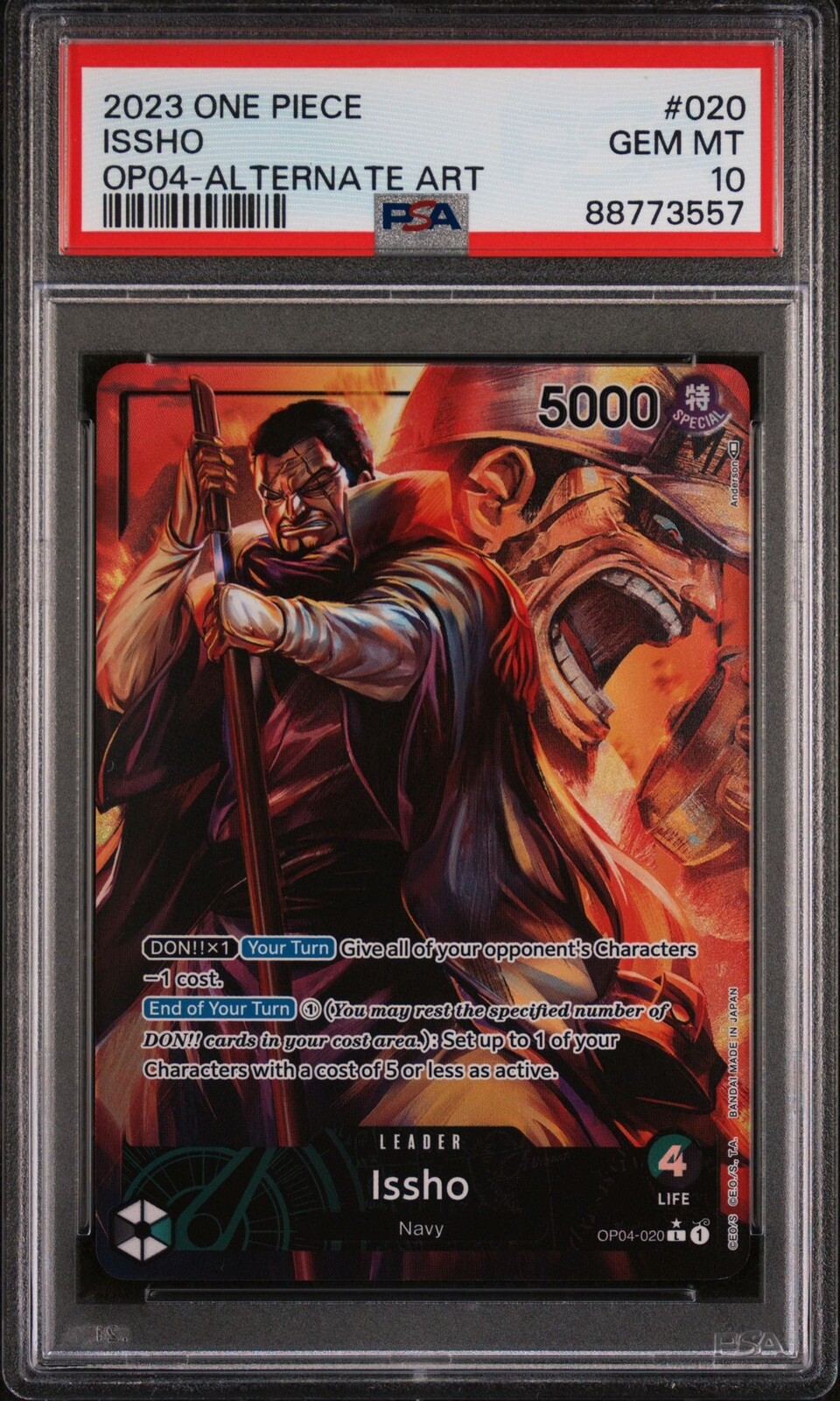 Issho OP04 020 PSA 10 ALT ART LEADER Kingdoms Of Intrigue ONE PIECE TCG ...