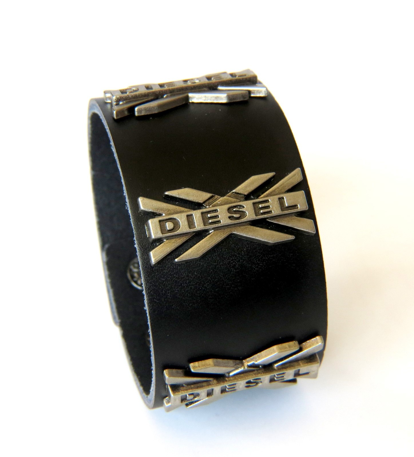 Urban Vintage Biker Genuine Black Leather Wide Band Bracelet | eBay