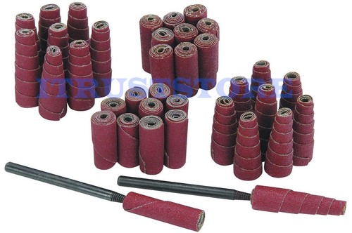 52 PC SMALL SANDER SANDING CYLINDER CONE SHAPE 80 120 GRIT BIT STEEL ...