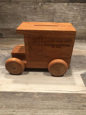 Vintage Wooden Truck Coin Bank Toystalgia Circa 1980 "Bank on Bio ...