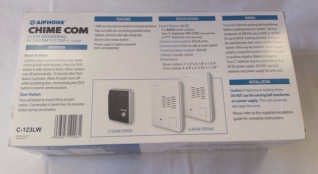 Aiphone Chime Com Door Answering Intercom System C-123lw for sale ...