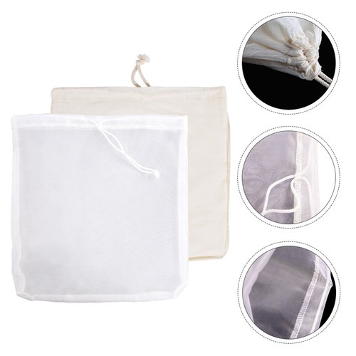 2 PCS Filter Bag Set Filtering Mesh Bags for Nut Milk Food Strainer | eBay