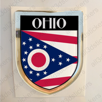 Ohio USA Sticker Seal Resin Domed Flag United States Stickers Shield 3D ...