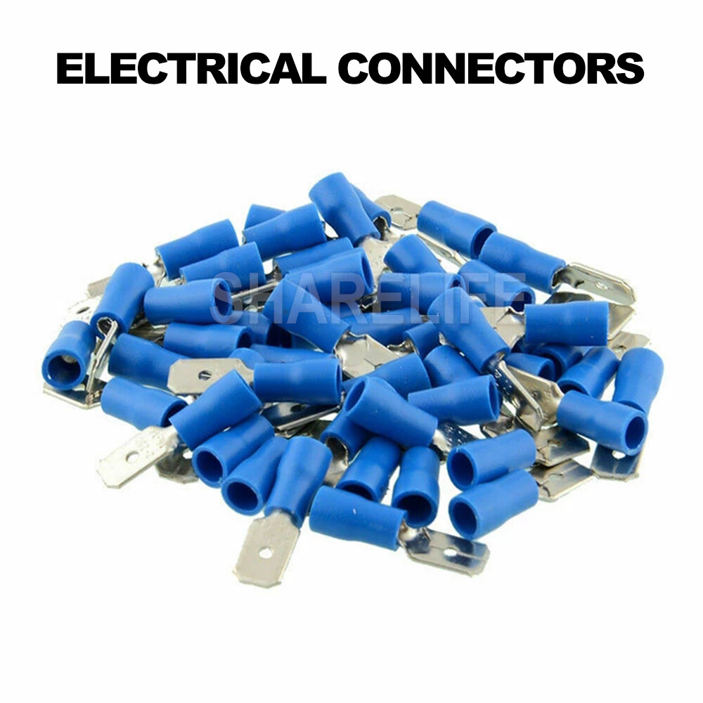 100X Insulated Electrical Wire Spade Splice Connectors Cable Crimp ...