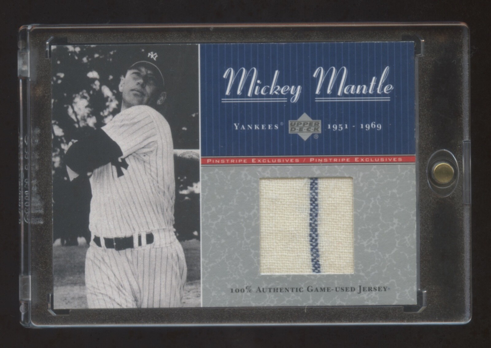 2001 UPPER DECK MICKEY MANTLE GAME WORN JERSEY 2 COLOR PINSTRIPES #ED ...