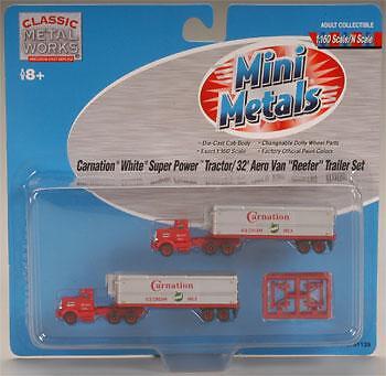 CMW Mini Metals N Scale Carnation White Tractor Trailer Reefer Set 1 ...