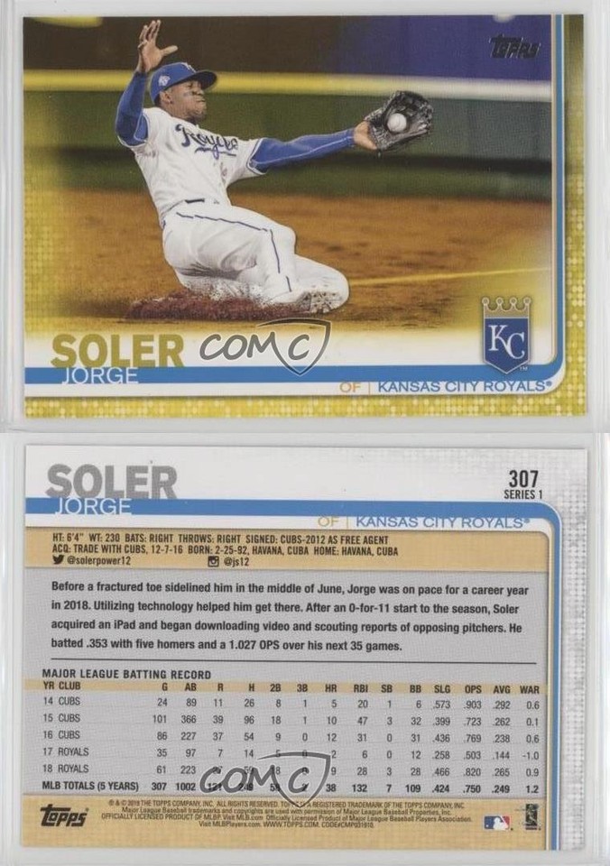 2019 Topps Walgreens Yellow Jorge Soler #307 16o7 | eBay UK