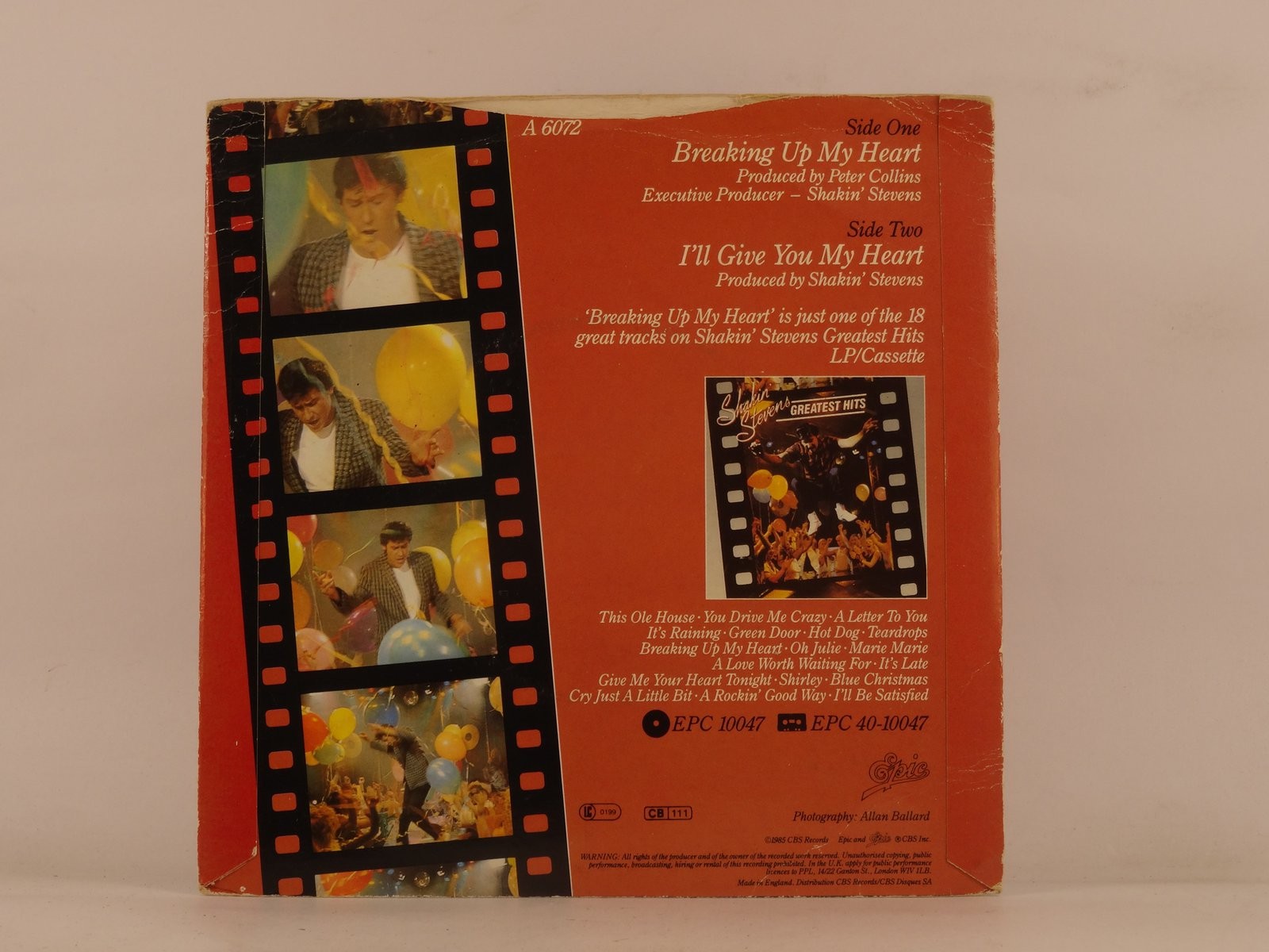SHAKIN STEVENS BREAKING UP MY HEART (123) 2 Track 7" Single along with ...