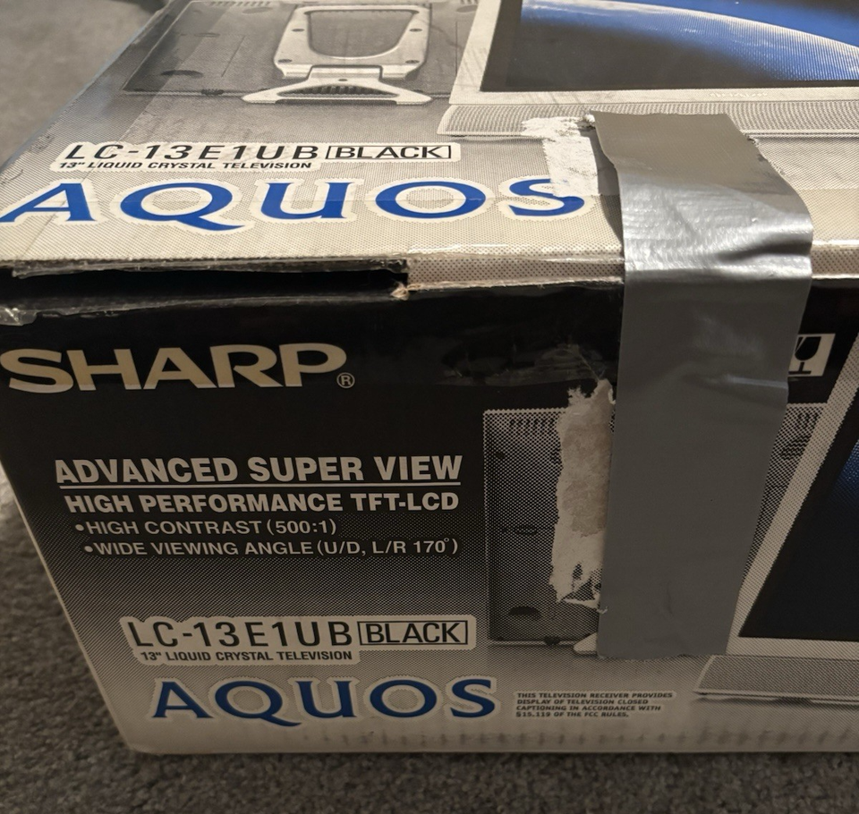 RARE Sharp Aquos LC-13E1UB” Liquid Crystal Television Gaming W/ Box ...