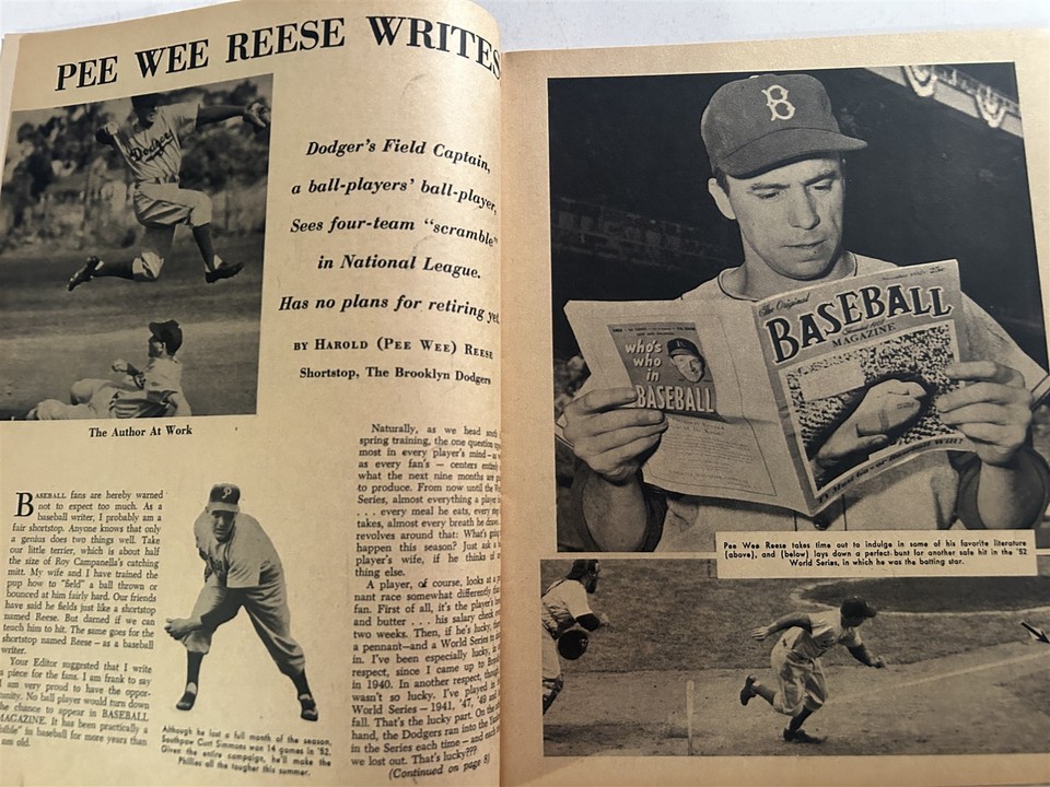 1952 Baseball Magazine BROOKLYN Dodgers PEE WEE REESE Joe DIMAGGIO Lou ...
