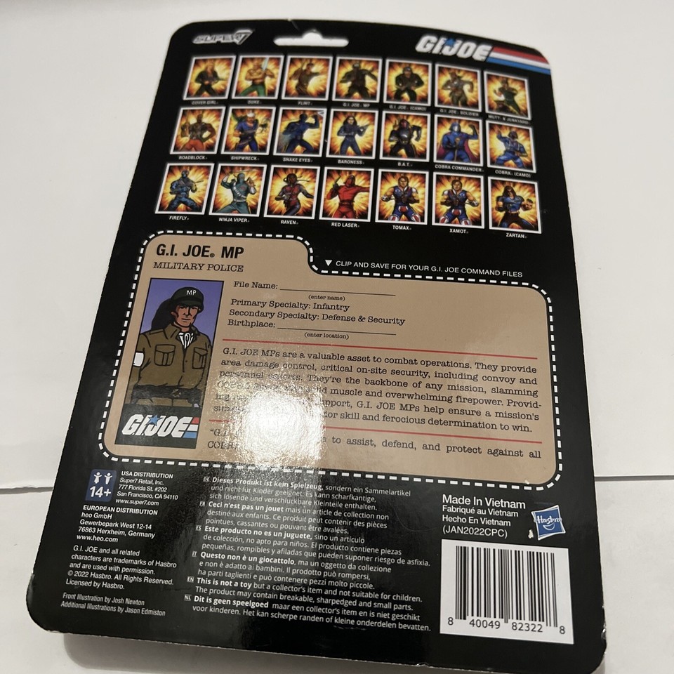 Super7 ReAction GI JOE MP Military Police (BROWN SKIN) 3.75" Figure New ...