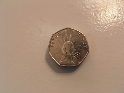 Very rare Peter rabbit Half whisker 50p coin 2016. Beatrix Potter ...