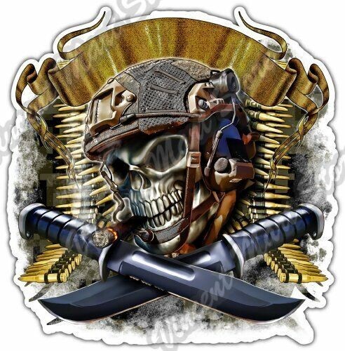 Skull Bullets Military Army Marine Gun Cigar Car Bumper Vinyl Sticker ...