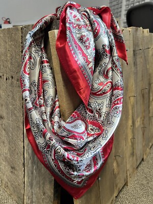 Wild Rag Western Scarves Cowboy Scarf Ranch Wear Red Cream Paisley ...