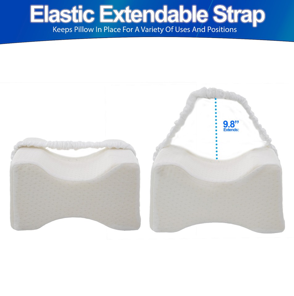 Orthopedic Memory Foam Knee Pillow w/ Leg Strap - Ergonomic Leg Support ...