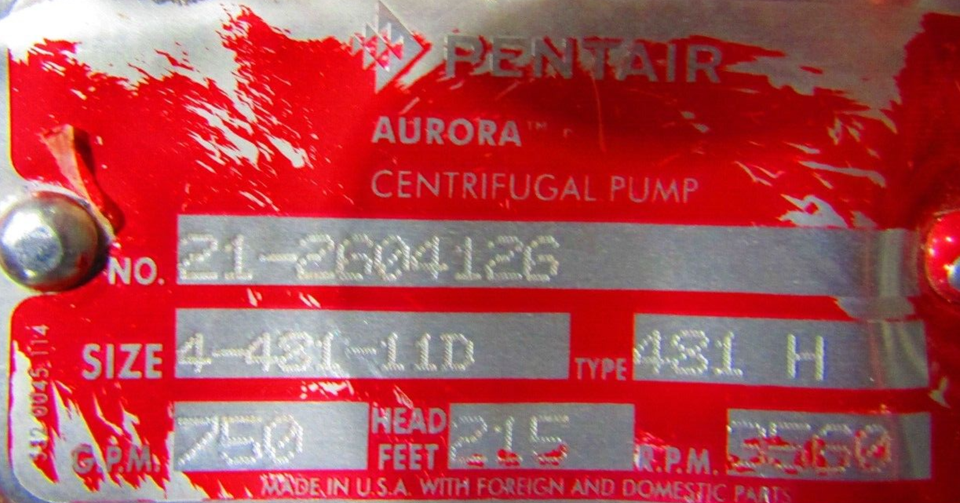 😃 PENTAIR AURORA 5" x 4" SPLIT CASE FIRE PUMP 230/460V 60 HP 750 GPM 4-481-11D | eBay