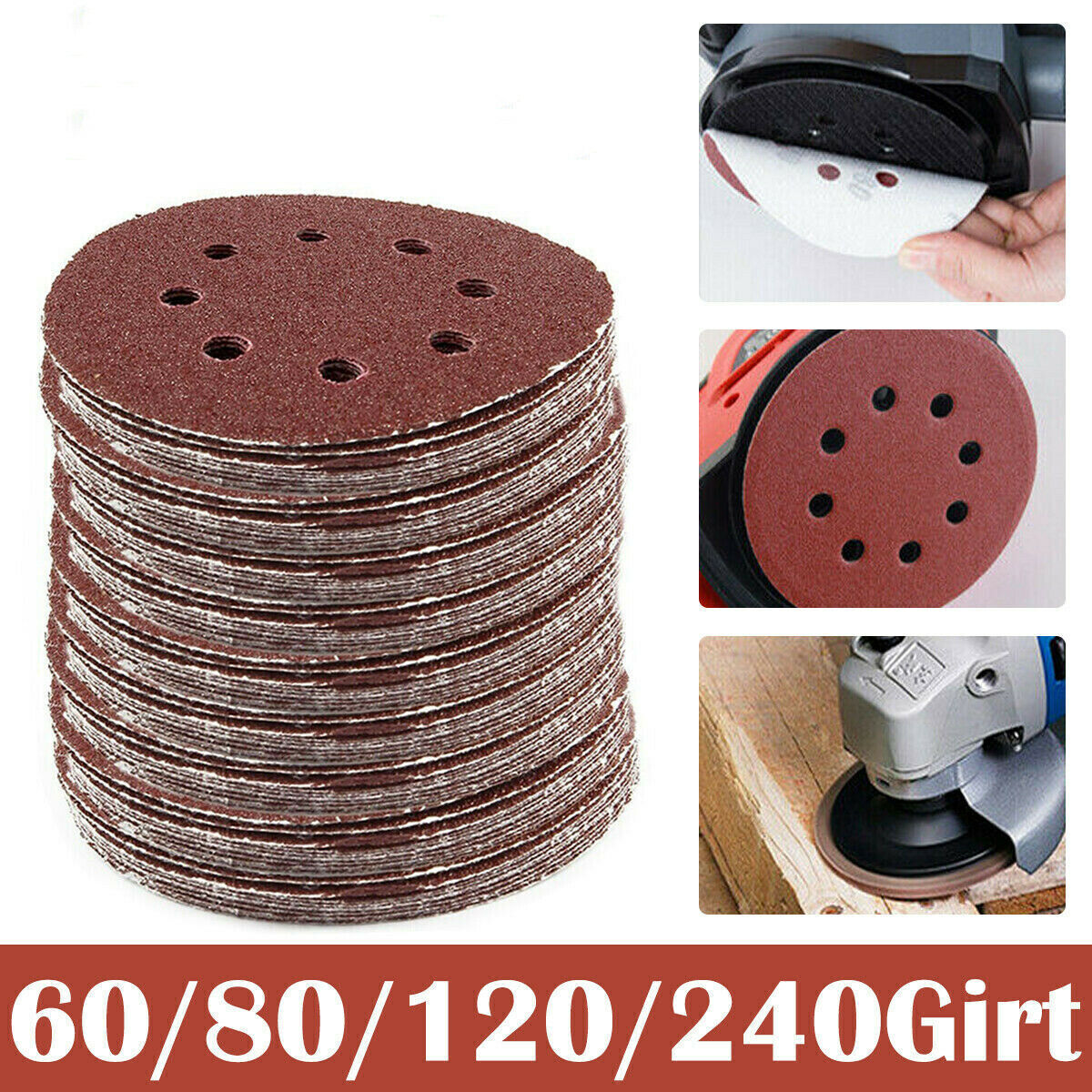 50X 125mm- 5" Sanding Discs 40 60 80 120 240 Mixed Grit Orbital Sander ...