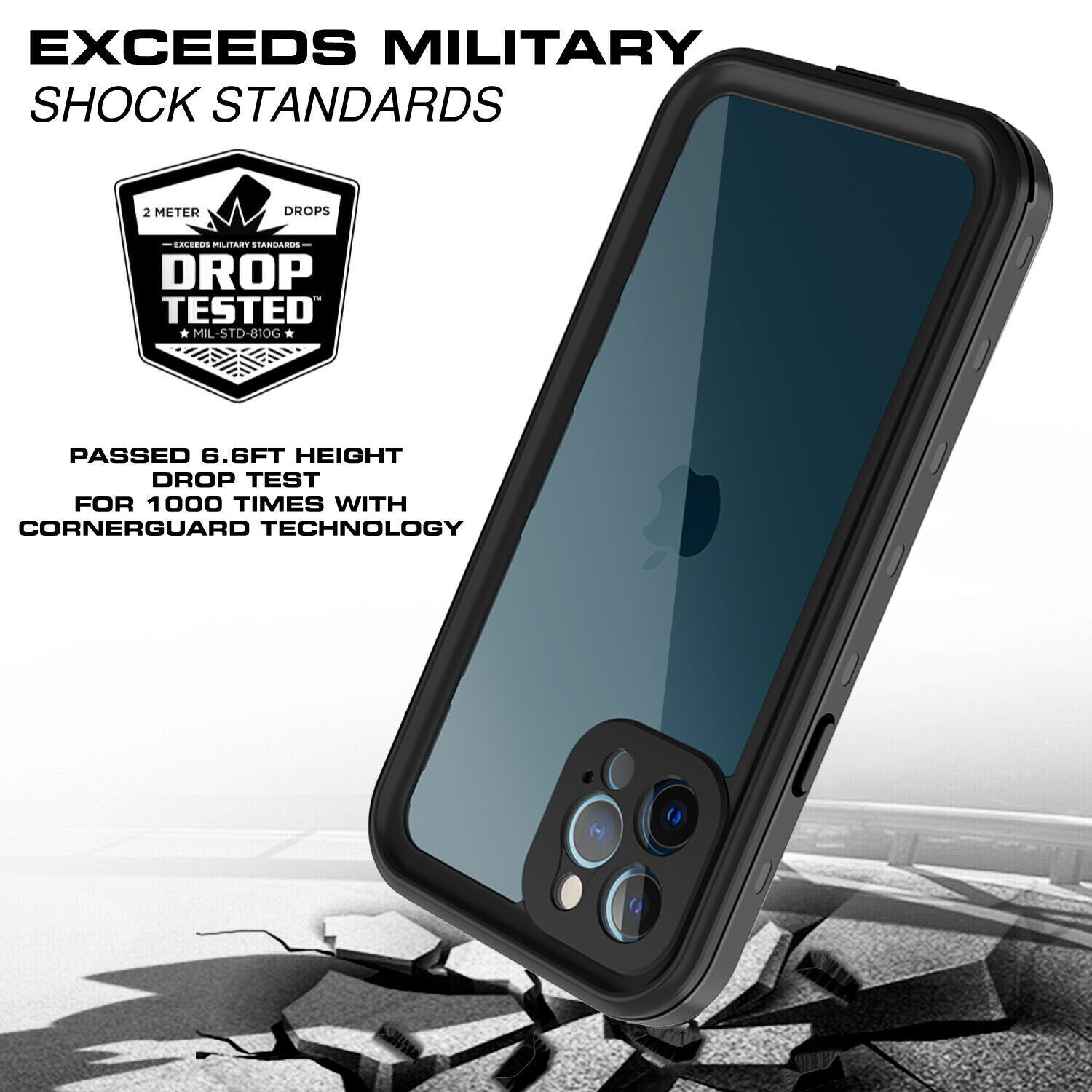 For iPhone 12 Pro Waterproof Clear Case/Built-in Screen Protector Case ...