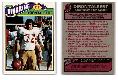 1977 Topps #369 Diron Talbert EXMT/NM - Washington Redskins | eBay