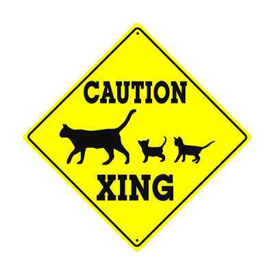 Caution Cat with Kittens Xing Symbol Animal Crossing Notice Aluminum ...