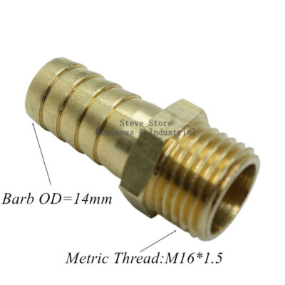 Metric Male Thread M16 M16x1.5 To 14mm Hose Barb Fitting Adapter ...