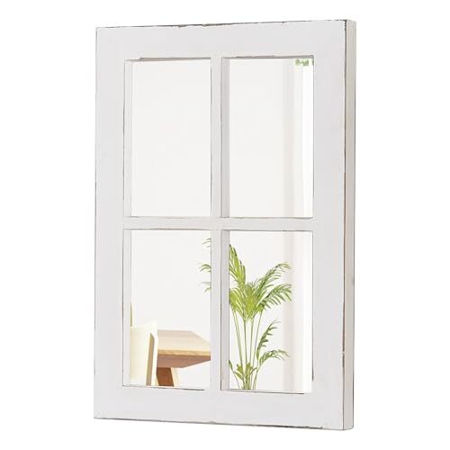 Rustic Small Window Pane Mirror Wall Decor 11 X 16 Inch, Hanging Style2 ...