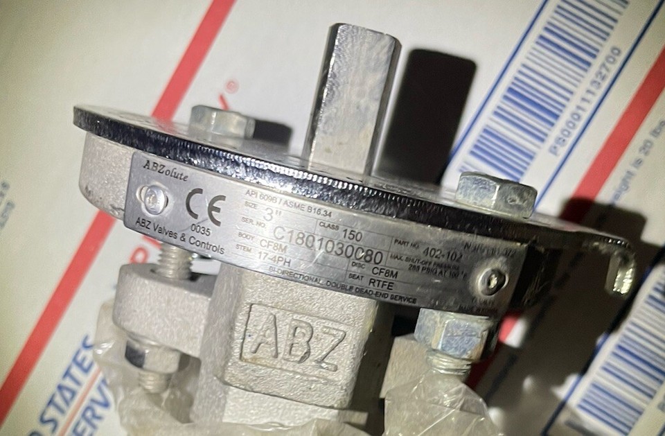 ABZ Valve 3" Butterfly Valve SS, #402-102 New | eBay
