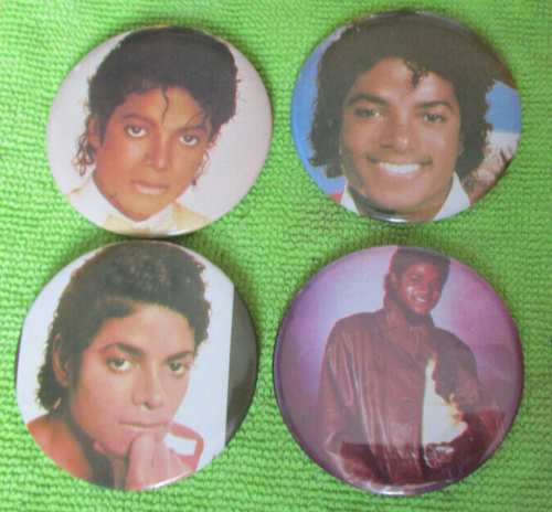 MICHAEL JACKSON 2" Pinback Buttons - Vintage 1980s 4-Lot, EX Condition ...