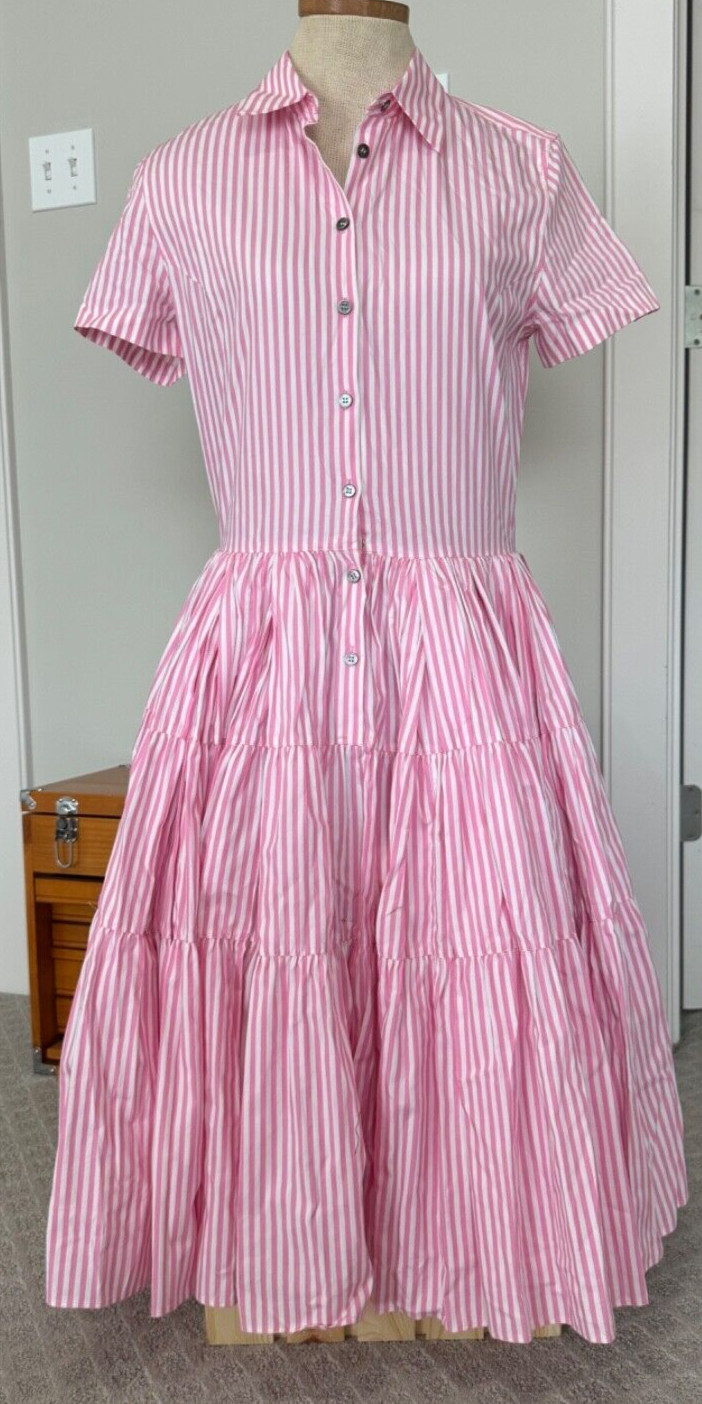 RARE ~ JOURDEN Pink & White Striped Flared Tiered Dr… - Gem