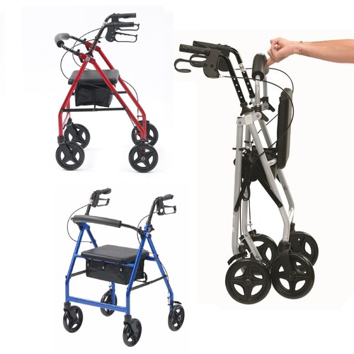 Lightweight rollator walker 4 wheel walking mobility frame with 15cm ...