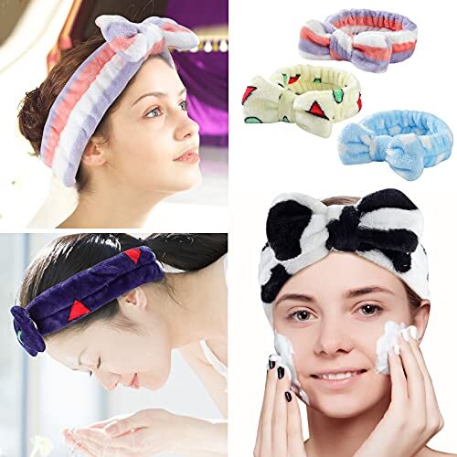 LAXIZAR 10 PCS Bow Headbands Shower Spa Headbands Headwraps for Women ...
