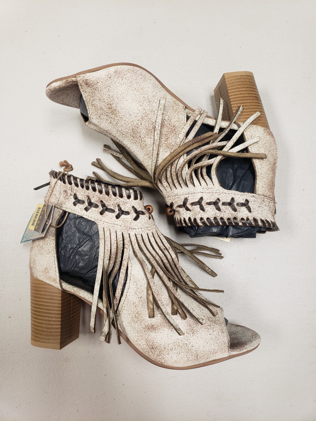 Roper Footwear Women's Bettina Fringe Open Toe Heeled Sandals Tan Size ...