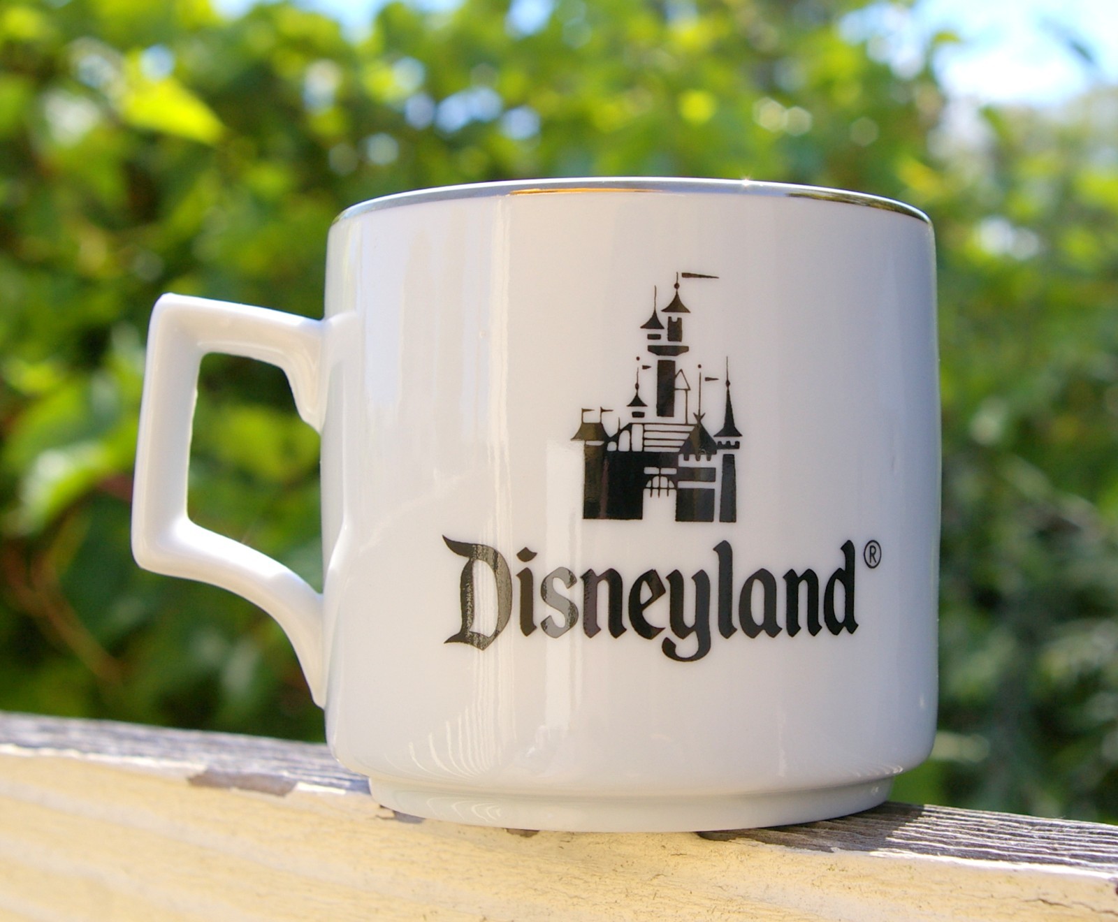 Disneyland Walt Disney World Black White Coffee Gold Rim Mug Cup Japan ...