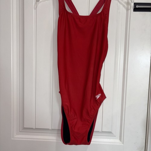 Speedo One Piece Women's Pro Swimsuit High Side Red Size 12/38 Pull On ...