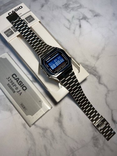 Brand new custom CASIO A168WA 1 Blue Inverted LCD EL Backlight Equippe ...