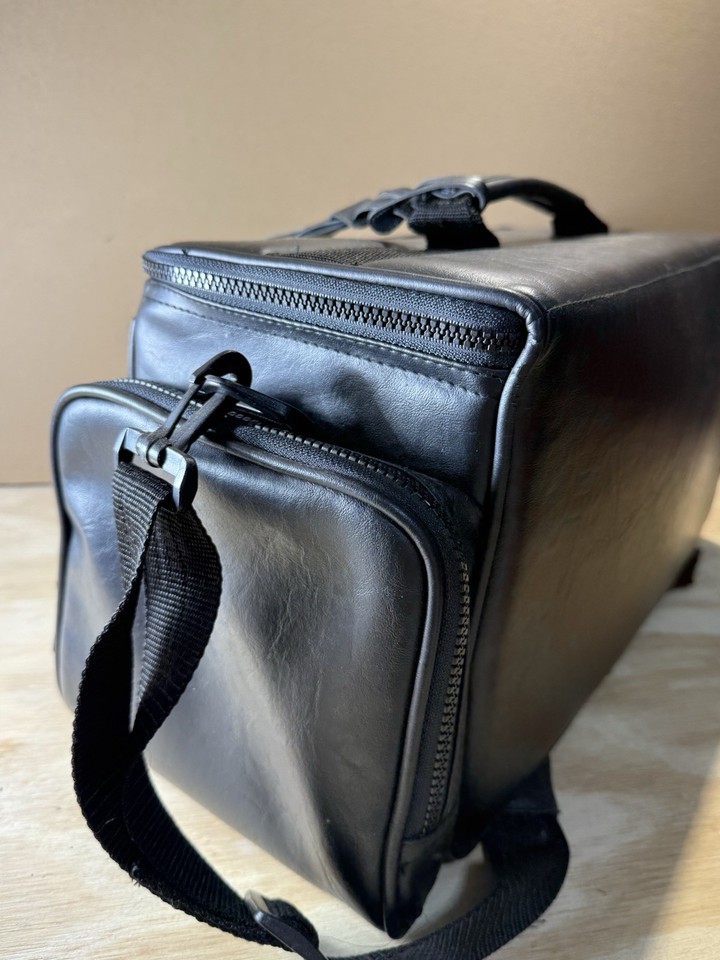 Ambico Large Leather Camera/Camcoder Bag with Shoulder Strap Zippers ...