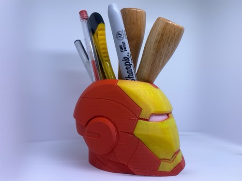 Iron Man HelmetStyle Pen/Pencil/Stationery Holder Desk Organize RedGold ...