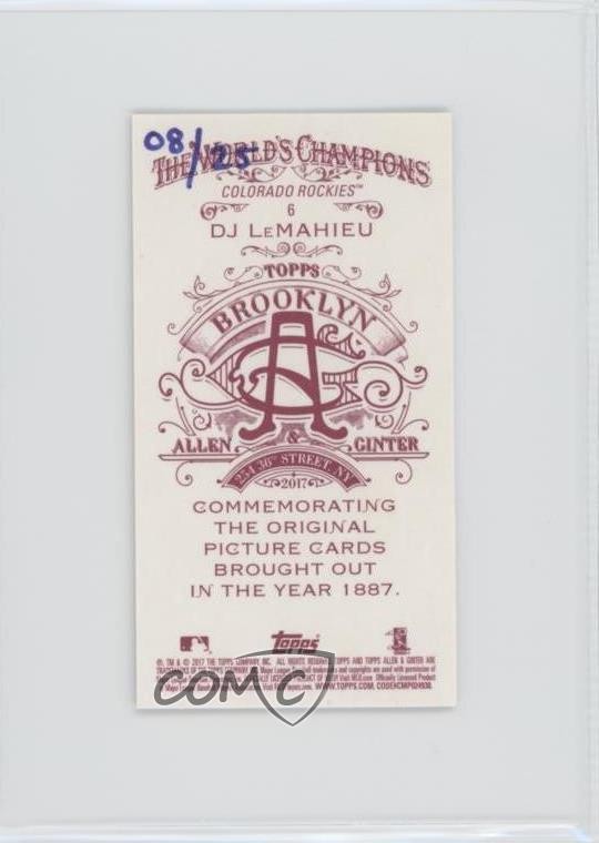 2017 Topps Allen & Ginter Mini Red Brooklyn Back /25 DJ LeMahieu #6 | eBay
