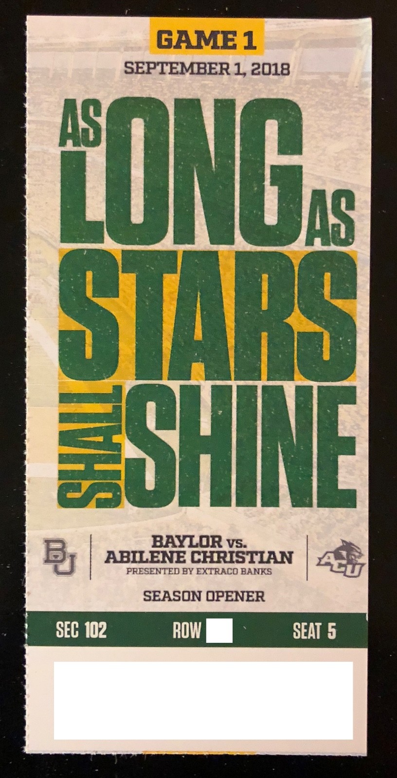 2018 Baylor Bears Football Collectible Ticket Stub - Choose Any Home ...