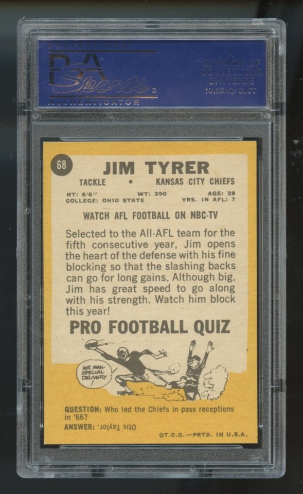 1967 Topps #68 Jim Tyrer Chiefs PSA 7 NEAR MINT | eBay