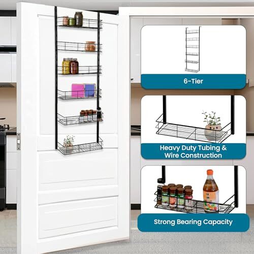 6-Tier Heavy Duty Over The Door Pantry Organizer, Metal Hanging Storage ...