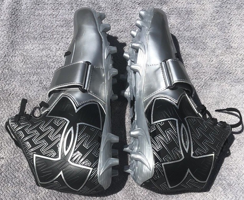 Under Armour C1N Mid MC Cam Newton Football Cleats SILVER 1270237 003 ...