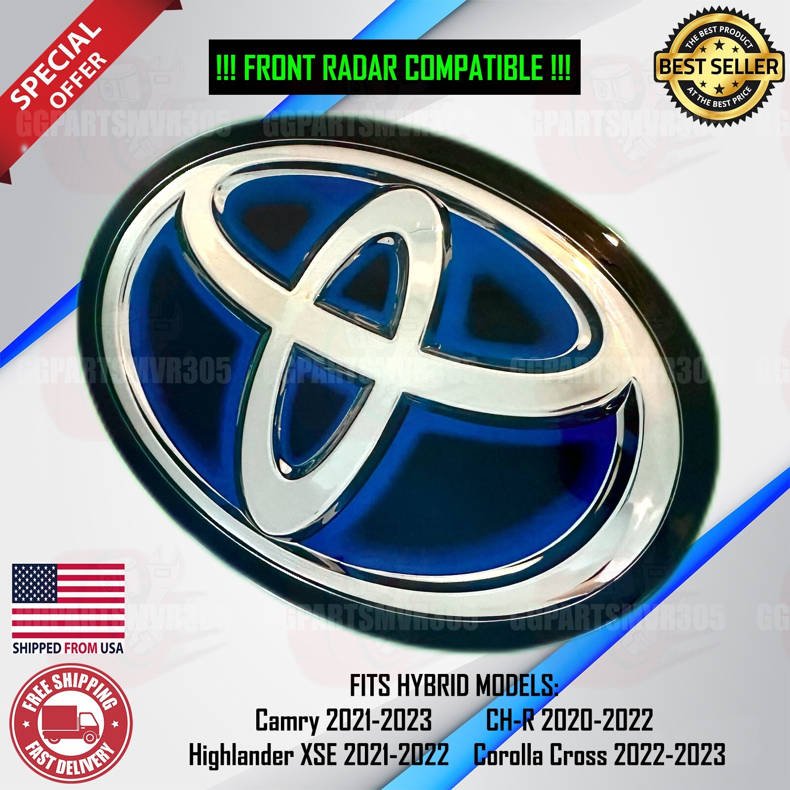 Toyota Camry Hybrid Front Grille Emblem Logo Radar 2021-23 OEM 90975 ...